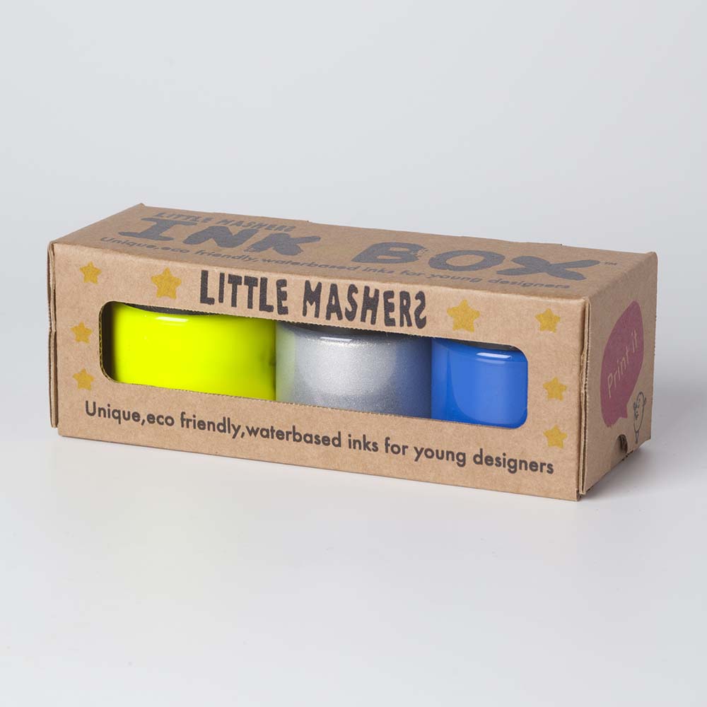 Fabric inks | silver | blue | neon yellow | eco friendly inks | Little ...