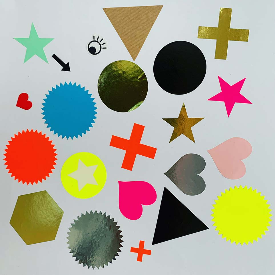 Pack | fifty | large | assorted | shapes | stickers Little Mashers